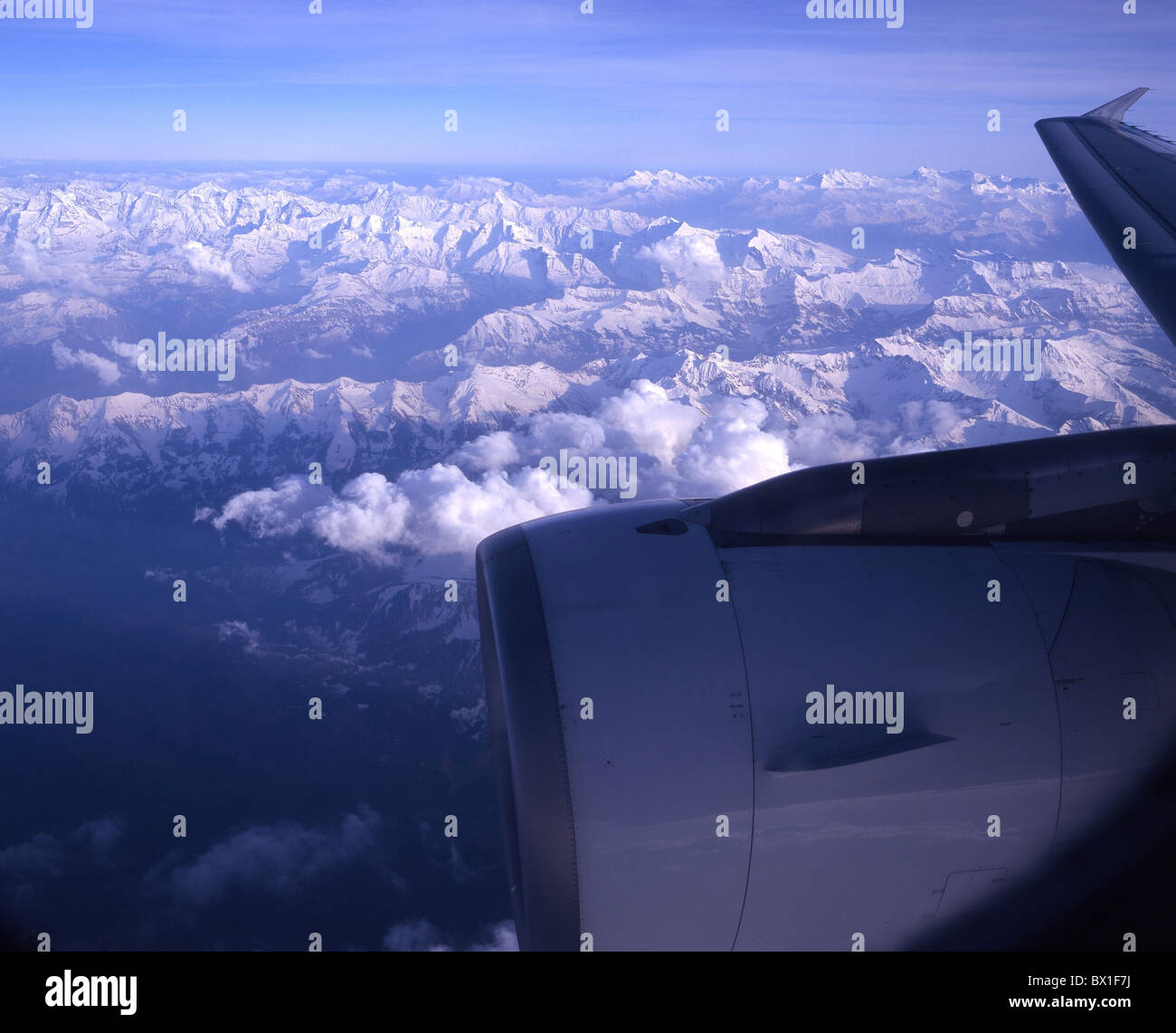 west Swiss Alps flight airplane aerial photo aerial view engine jet jet ...