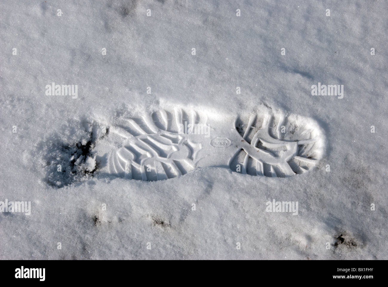 Footprint in snow Stock Photo - Alamy