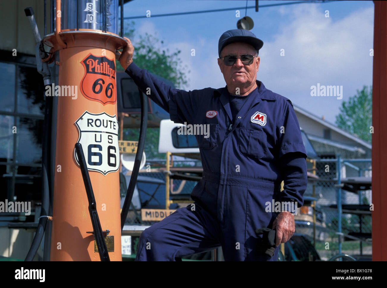 Bill Shea man portrait no model release Gas Station Museum Illinois ...