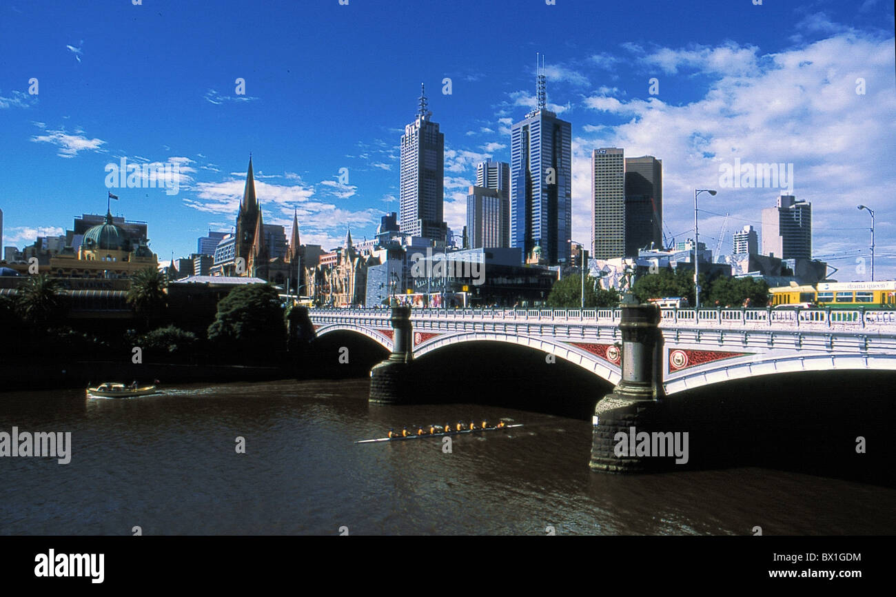 Australia bridge Melbourne river skyline Victoria Yarra River Stock ...