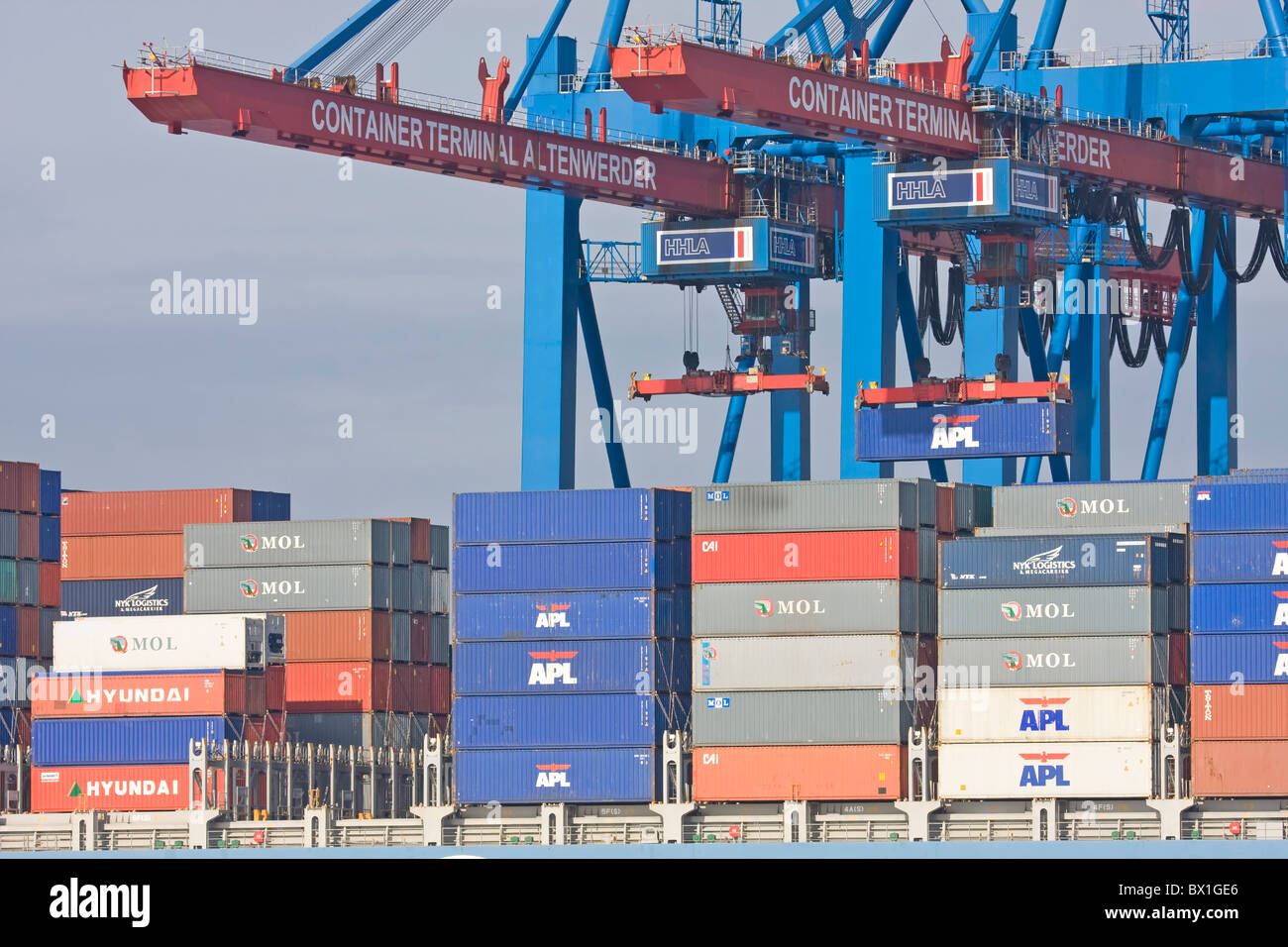 Container terminal at Hamburg harbor, Germany Stock Photo - Alamy