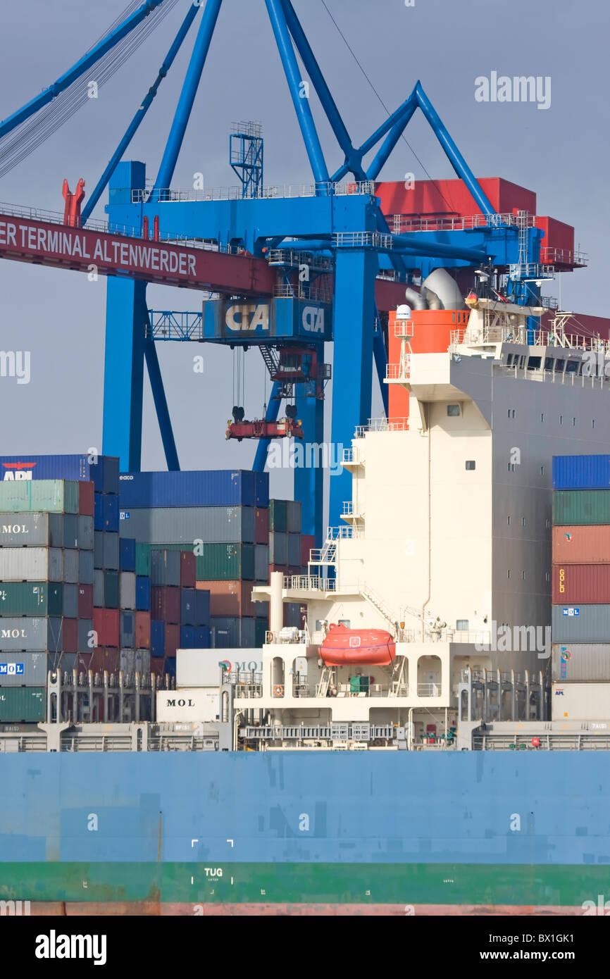 Container terminal at Hamburg harbor, Germany Stock Photo - Alamy