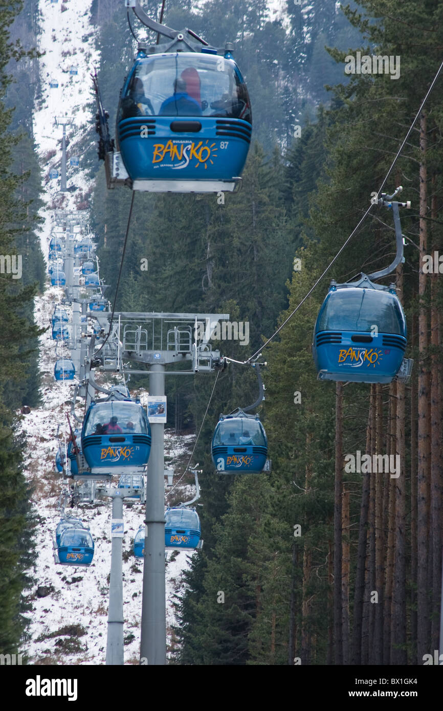 Bansko, lift cabin, Balkans, Bulgaria, famous ski resort Stock Photo ...