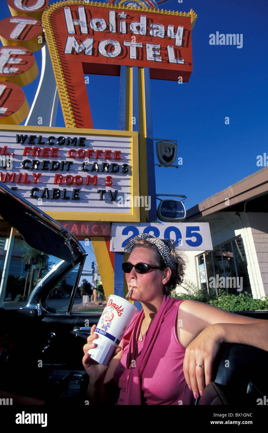 Girl soft Drink fast food lifestyle sign board Nevada Route 66 USA ...