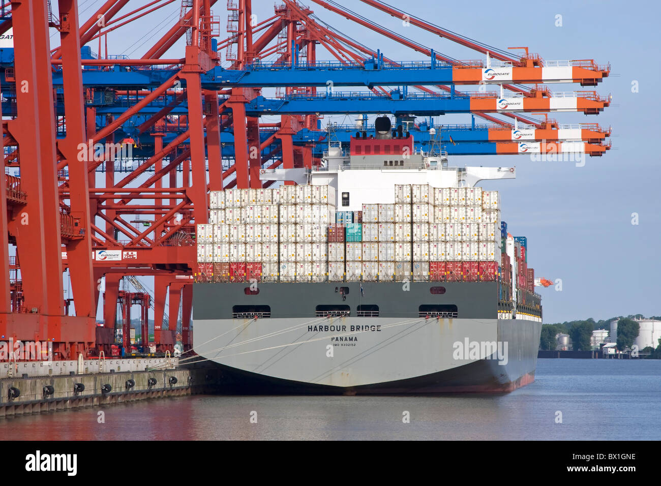 Container terminal at Hamburg harbor, Germany Stock Photo - Alamy