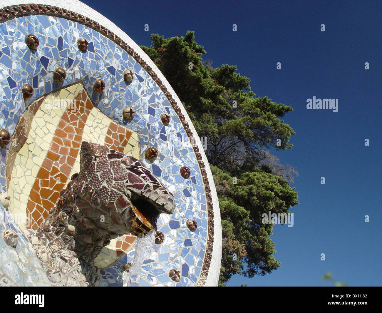 Barcelona dragon Gaudi ceramics mosaic park Guell sculpture Spain ...