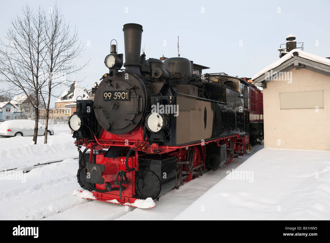 German steam locomotive 99 5901 at Wernigerode shed-1 Stock Photo - Alamy