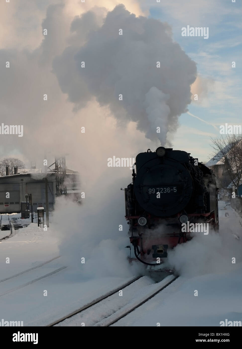 German steam locomotive 99 7236-5 storms out of Wernigerode, Germany -1 ...