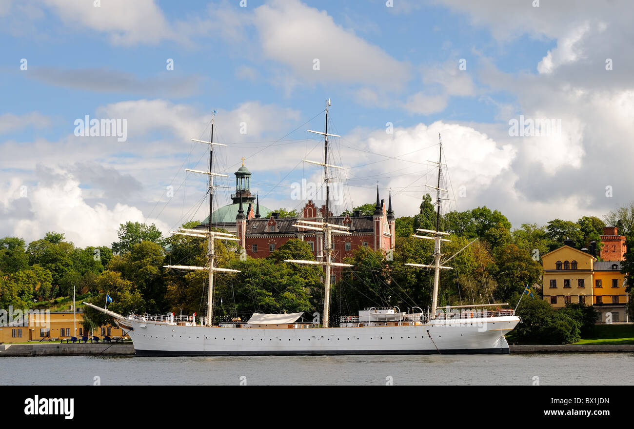 Stockholm with the ship Stock Photo - Alamy