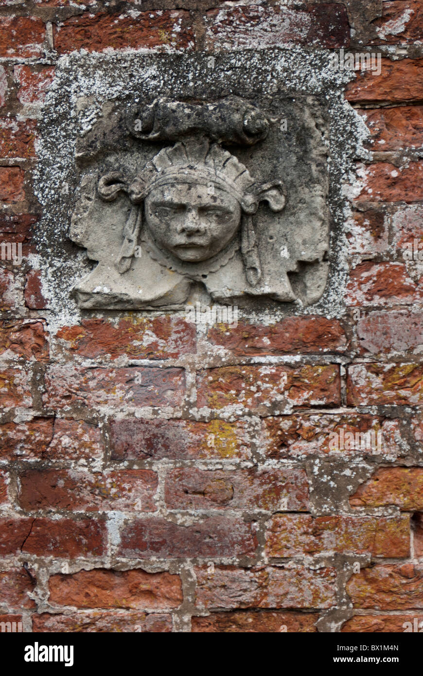 Stone head embedded in a Georgian wall at Newstead Abbey ...