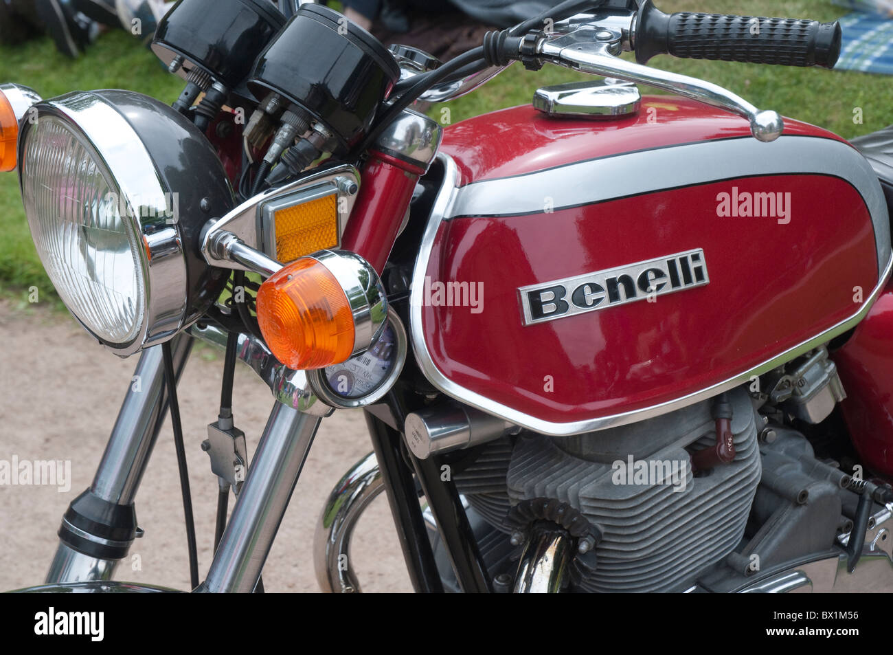 Detail of Benelli Motorbike in Motorcycle Rally Stock Photo - Alamy