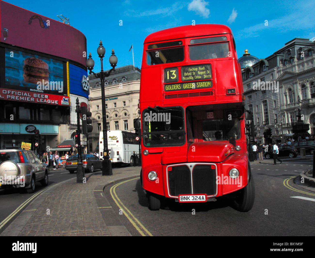London Piccadilly Circus double-decker bus person place Great Britain ...
