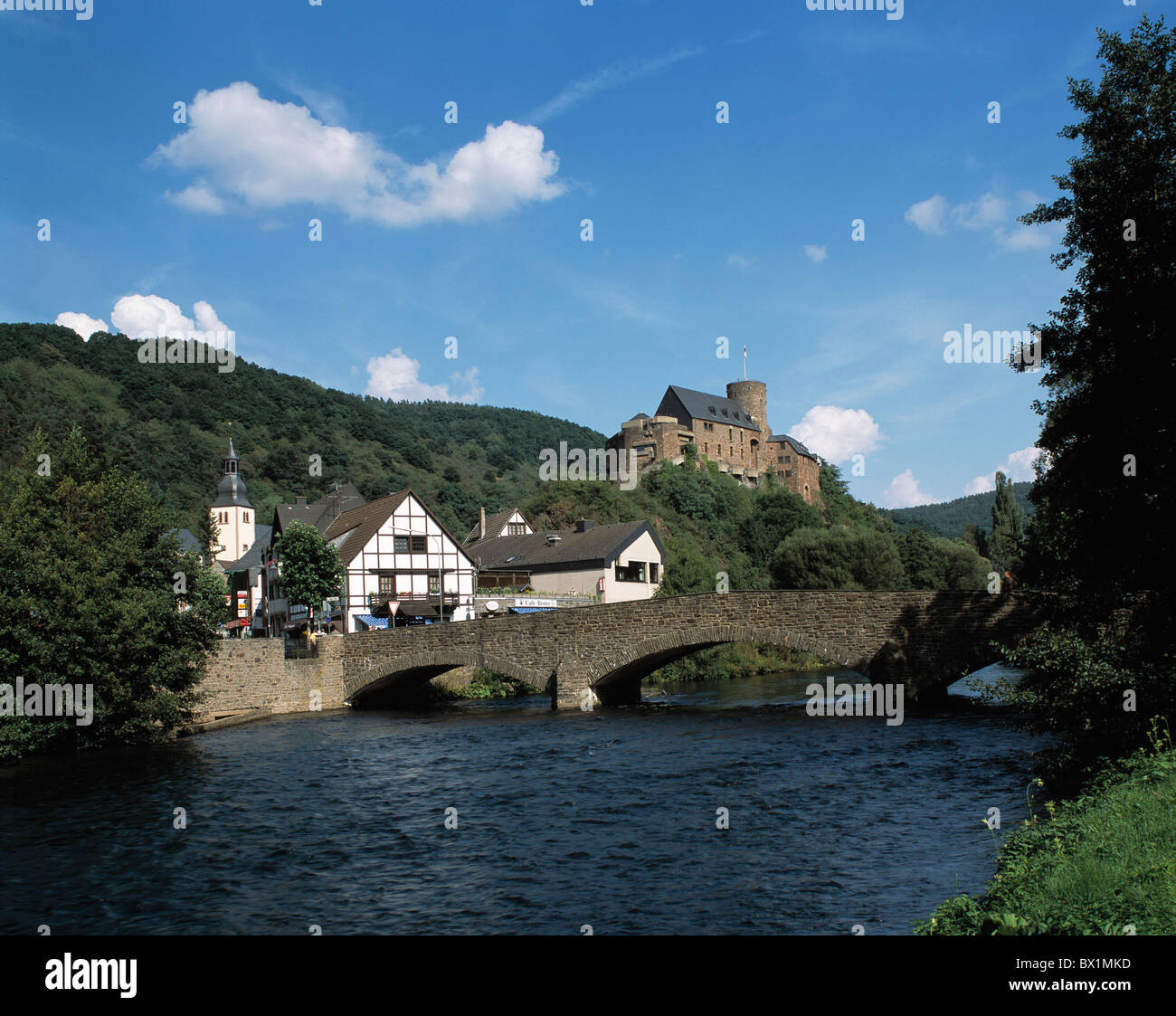 Heimbach castle Hengebach church Germany Europe nature reserve ...