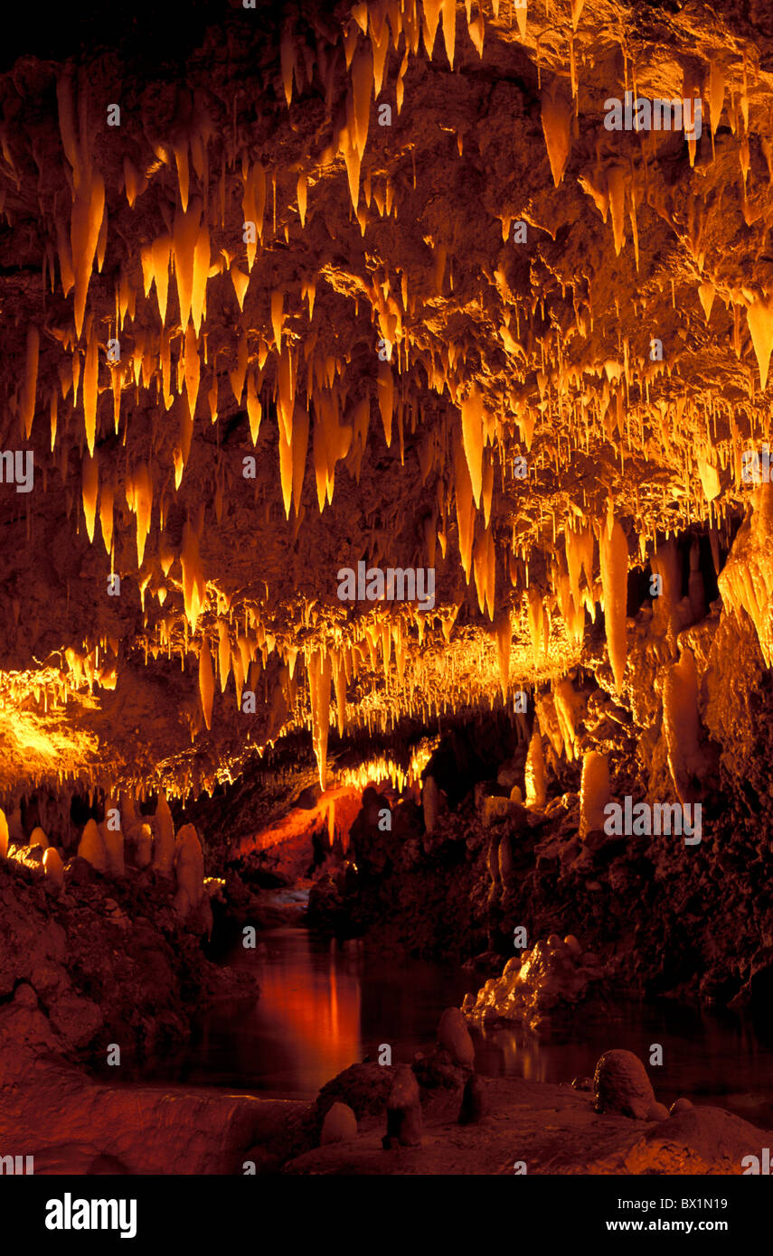 Barbados cave Harrison Cave inside lake limestone cave Stalagmites ...