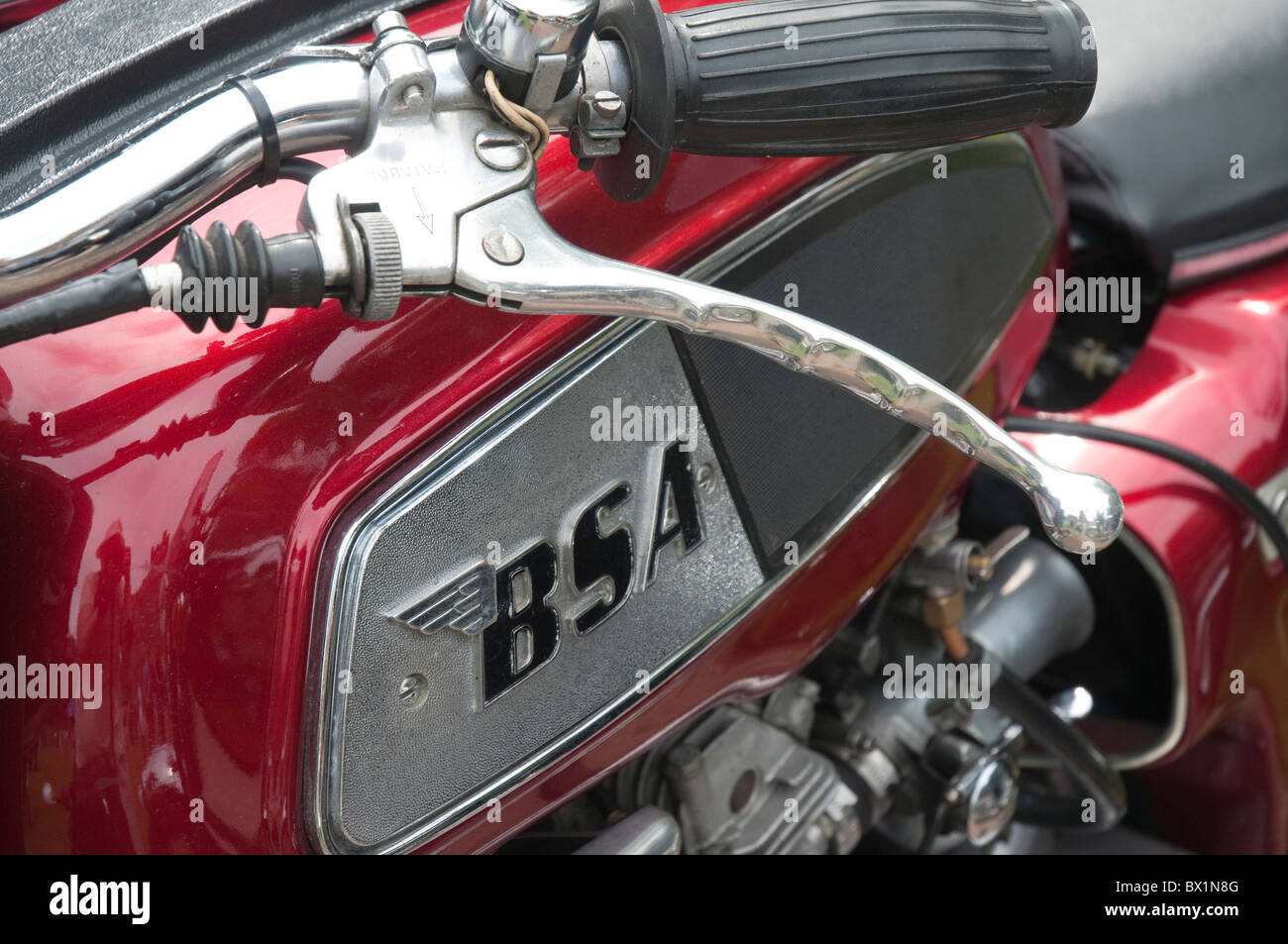 Detail of BSA Motorbike in Motorcycle Rally Stock Photo - Alamy