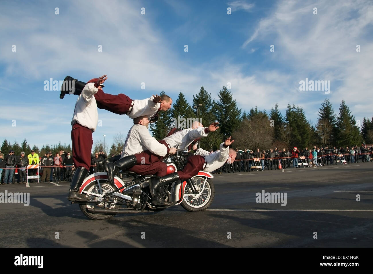 Members of the Seattle Cossacks Motorcycle Stunt team perform for the ...