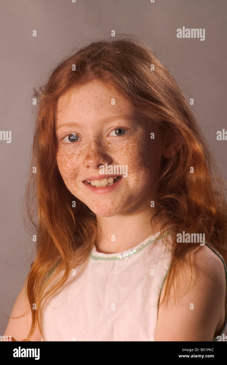 Child freckles girl long hair portrait red hair red hair studio Stock ...