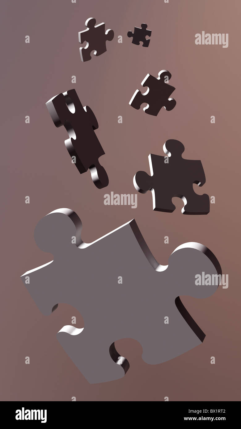 Falling Puzzle Pieces Stock Photo - Alamy