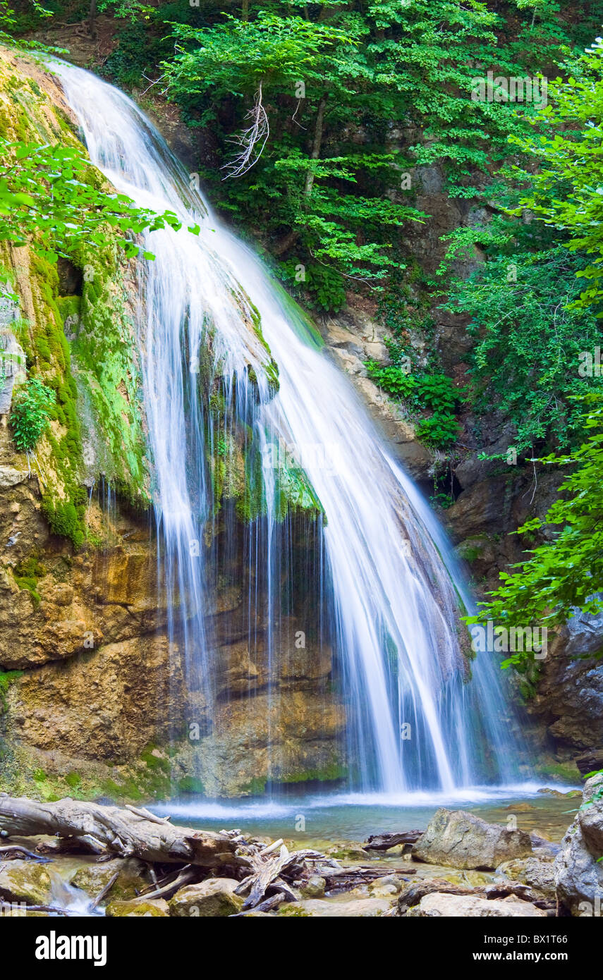 Summer mountain waterfall (Crimea, Ukraine Stock Photo - Alamy