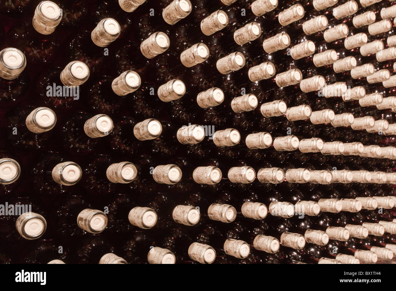 stacked up wine bottles in the cellar Stock Photo - Alamy