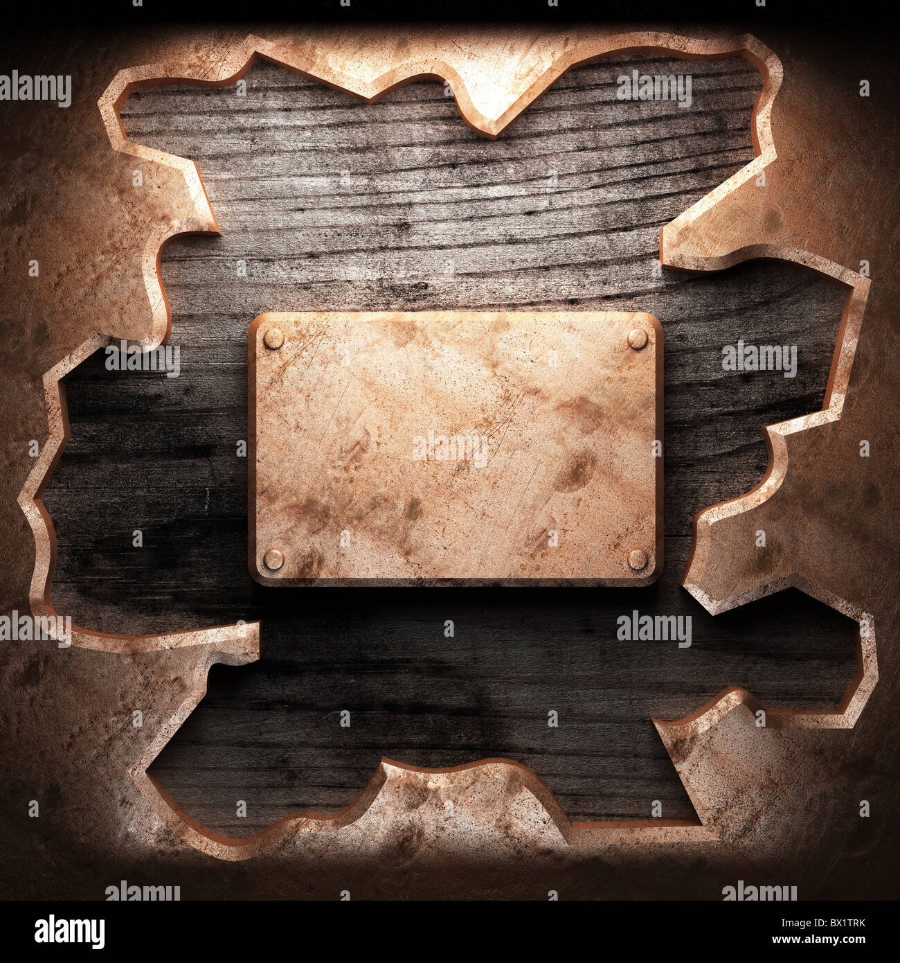 golden plate on wood Stock Photo - Alamy