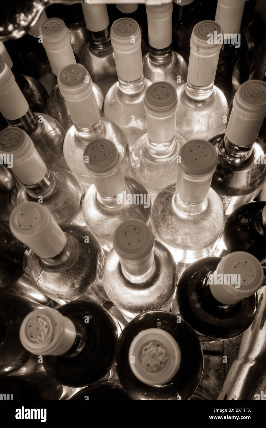 stacked up wine bottles in the wine cave Stock Photo - Alamy