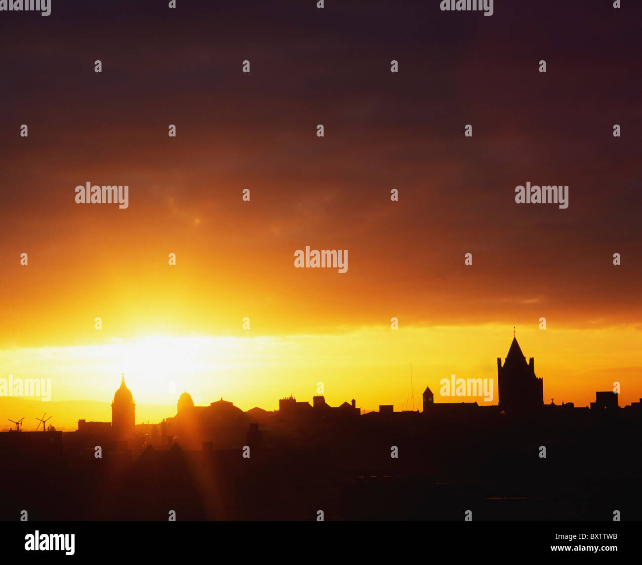 Dublin, Co Dublin, Ireland, Skyline At Sunset Stock Photo - Alamy