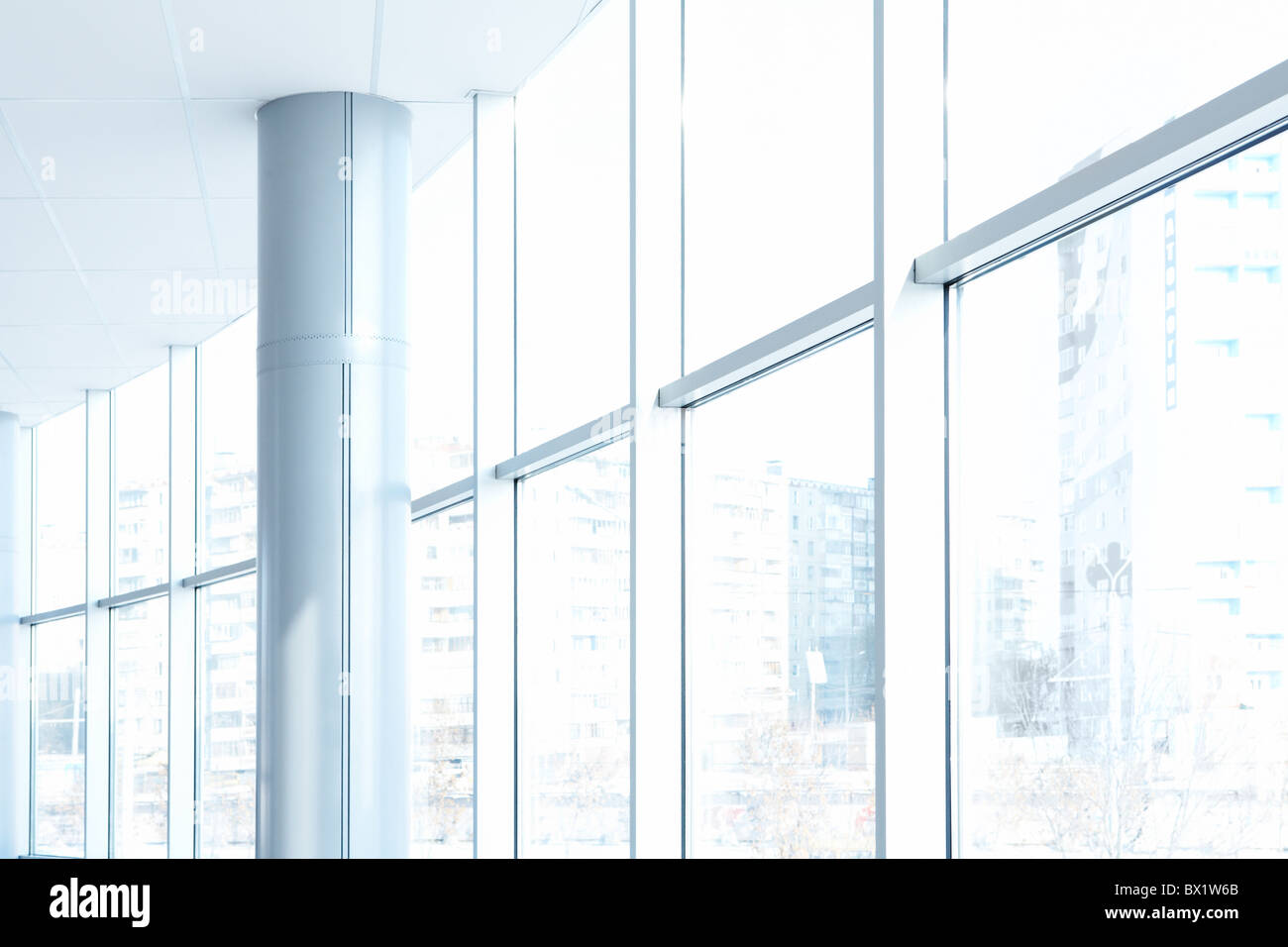 Image of big windows passing daylight inside office building Stock ...