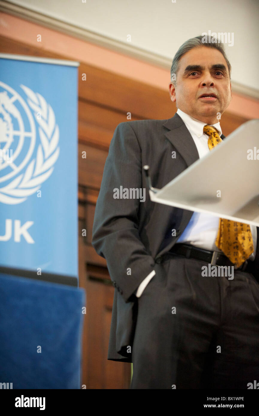 Panel discussion speakers participate in the UN Forum in London on June ...