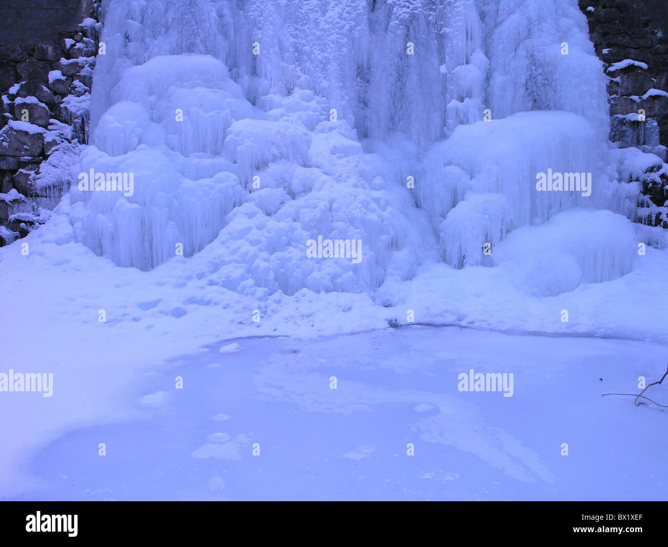 iced icy frozen ice snow water waterfall Winter Stock Photo - Alamy