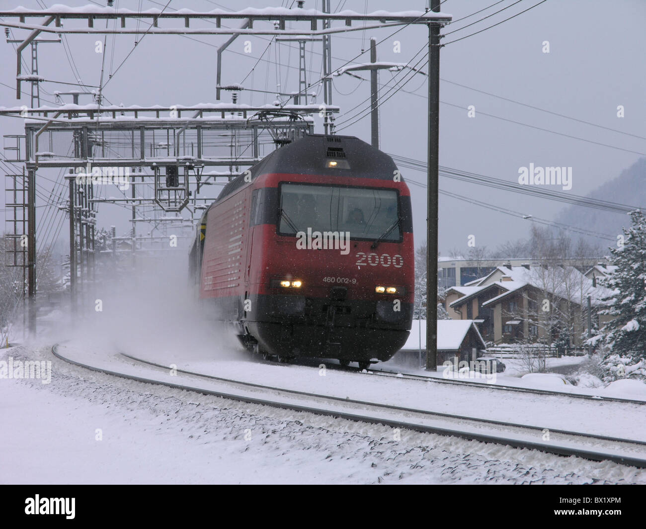 industry railroad railroad engine locomotive rails railway SBB snow ...