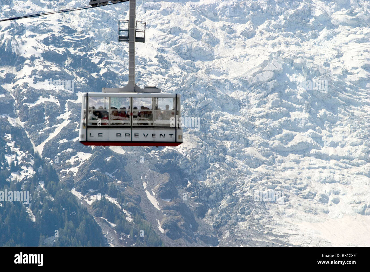 aerial cable railway cable car Chamonix France Europe glacier gondola ...
