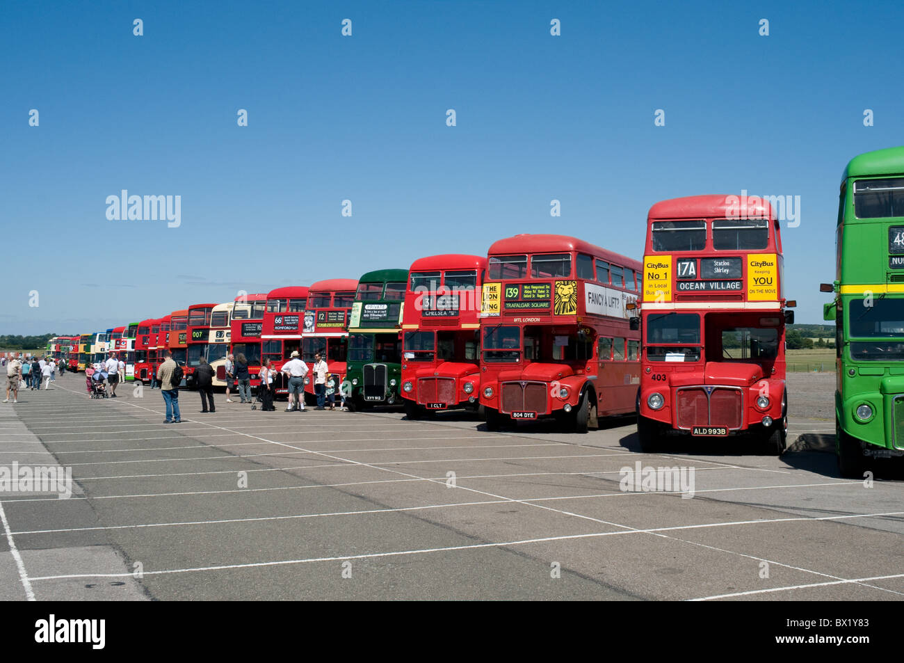 A fine collection of buses line up at the North Weald bus rally. The ...