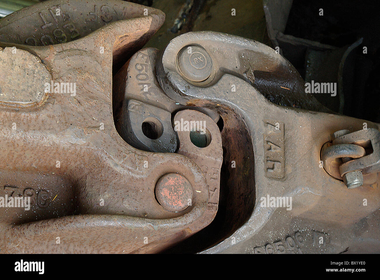 clutch connection detail iron limbs links mechanics metal railway Stock ...