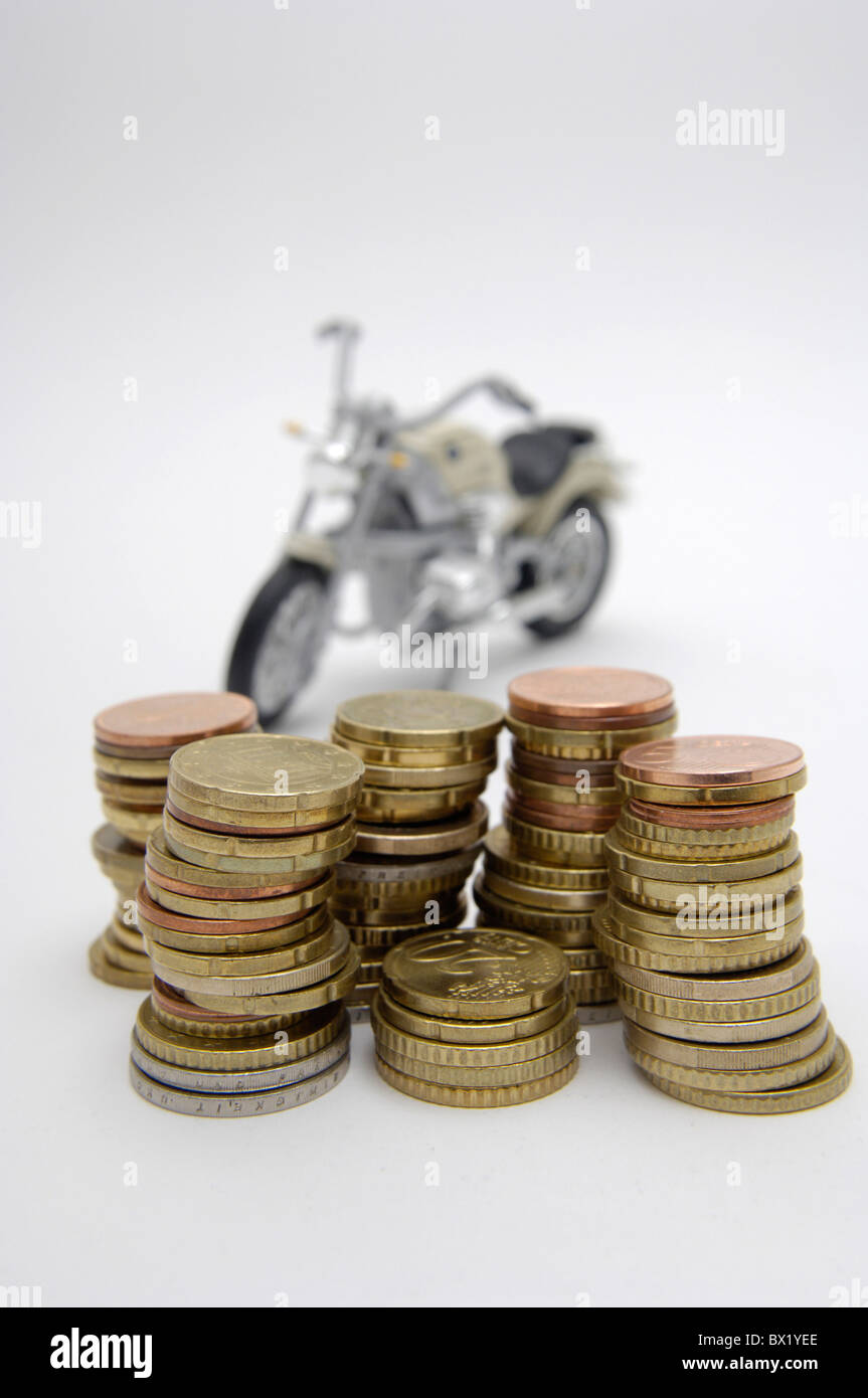 Motorcycle Motorbike saving money coins empire dreams stinginess ...