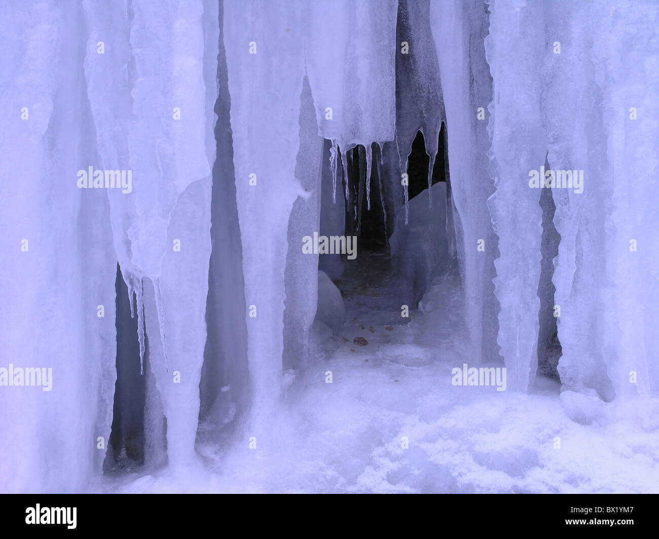 iced icy frozen grotto ice ice grotto snow water waterfall Winter Stock ...