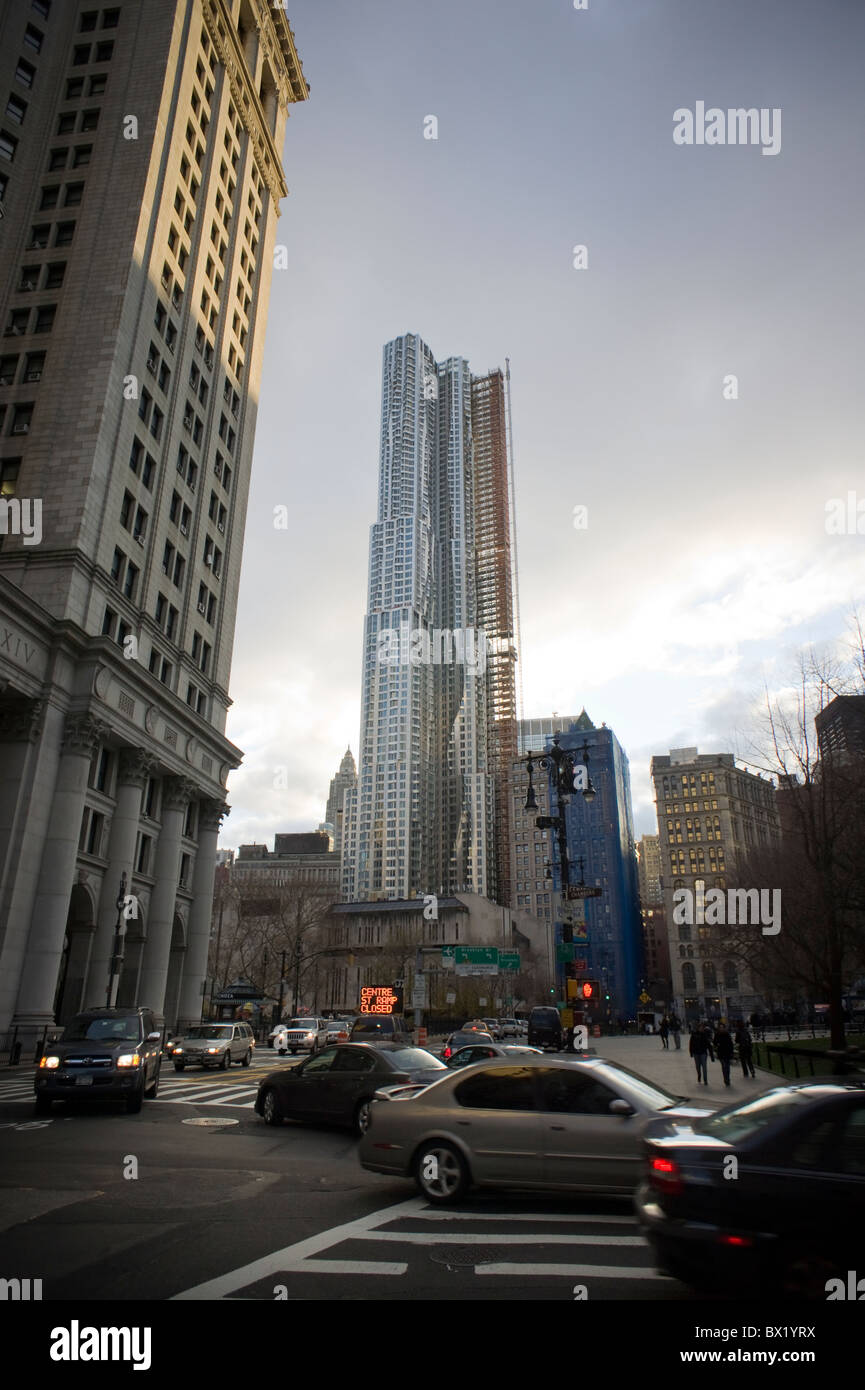Architect Frank Gehry's 76-story Beekman Tower in Lower Manhattan seen ...