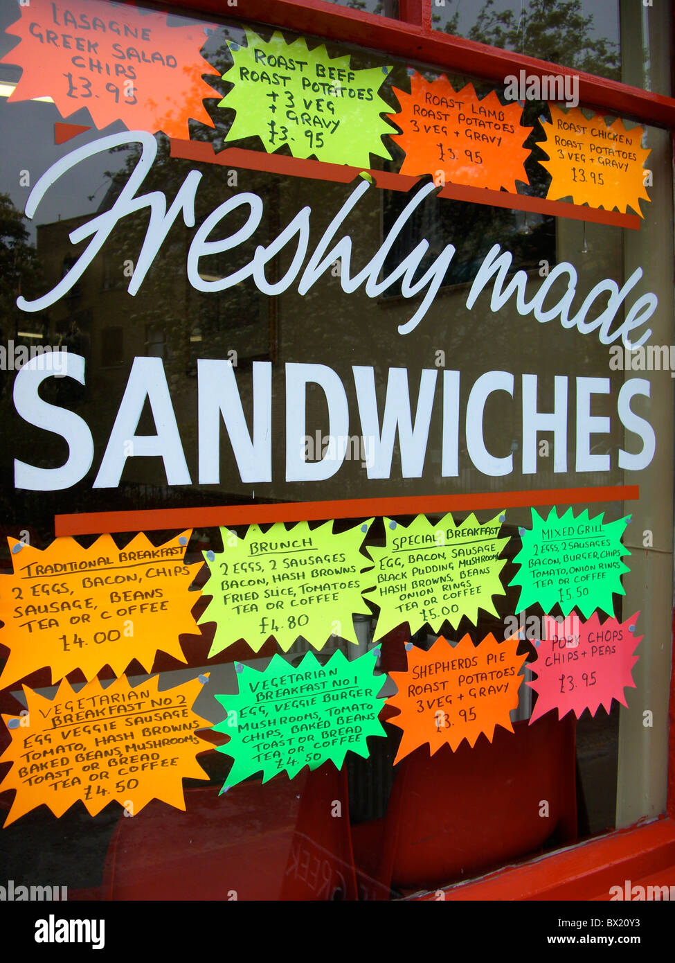 Freshly made sandwiches sign Stock Photo - Alamy