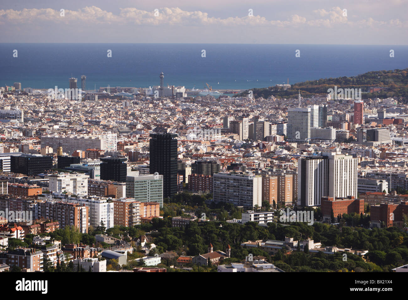 Spain Europe Barcelona overview town city coast sea Stock Photo - Alamy