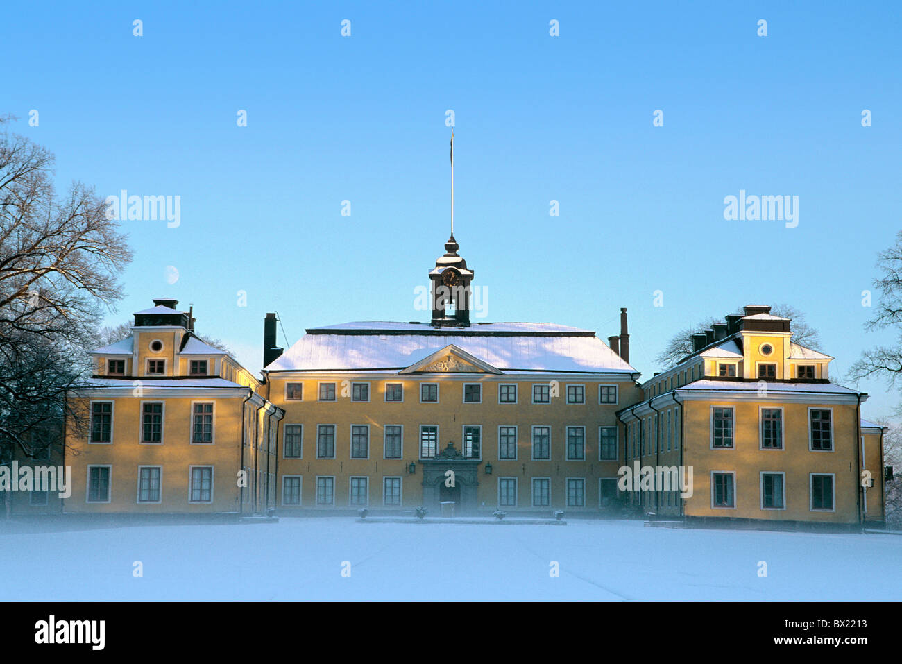 castle facade snow Sweden Europe Ulriksdal view winter Stock Photo - Alamy