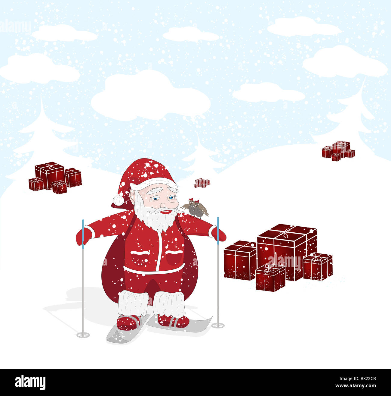 Christmas illustration with Santa Stock Photo - Alamy