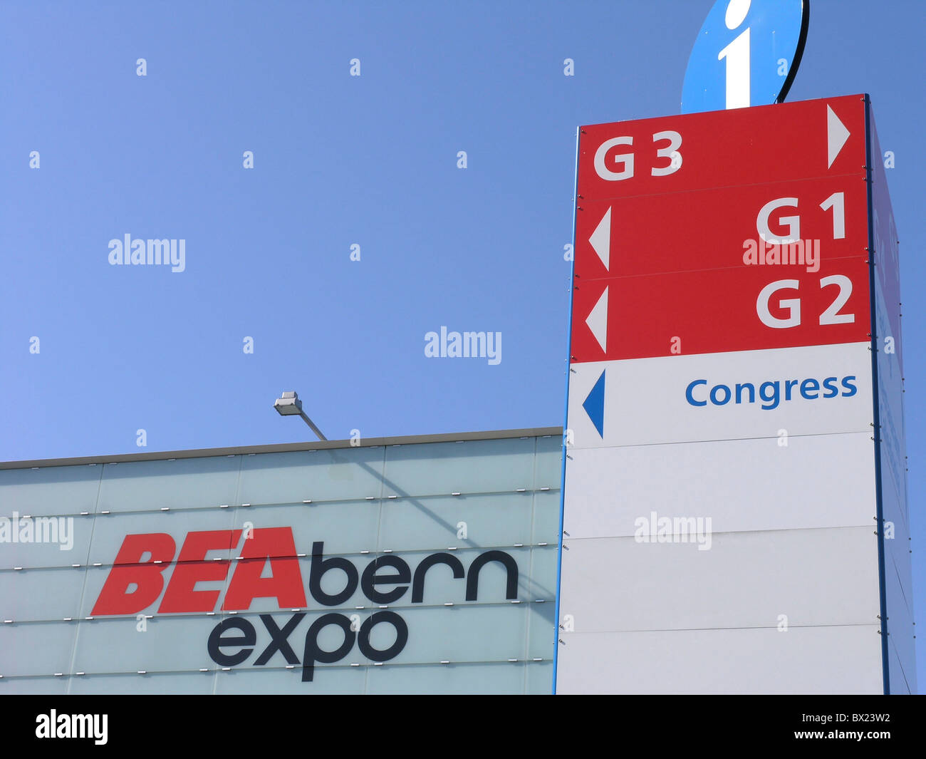 BEA Expo Bern Berne board building congress center construction exhibit fair logo mass outside ...