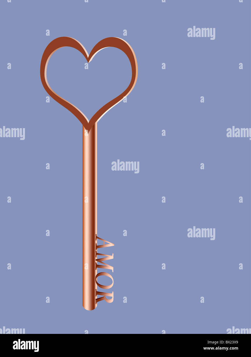3d illustration of the heart-shaped love key, idea for Saint Valentin ...