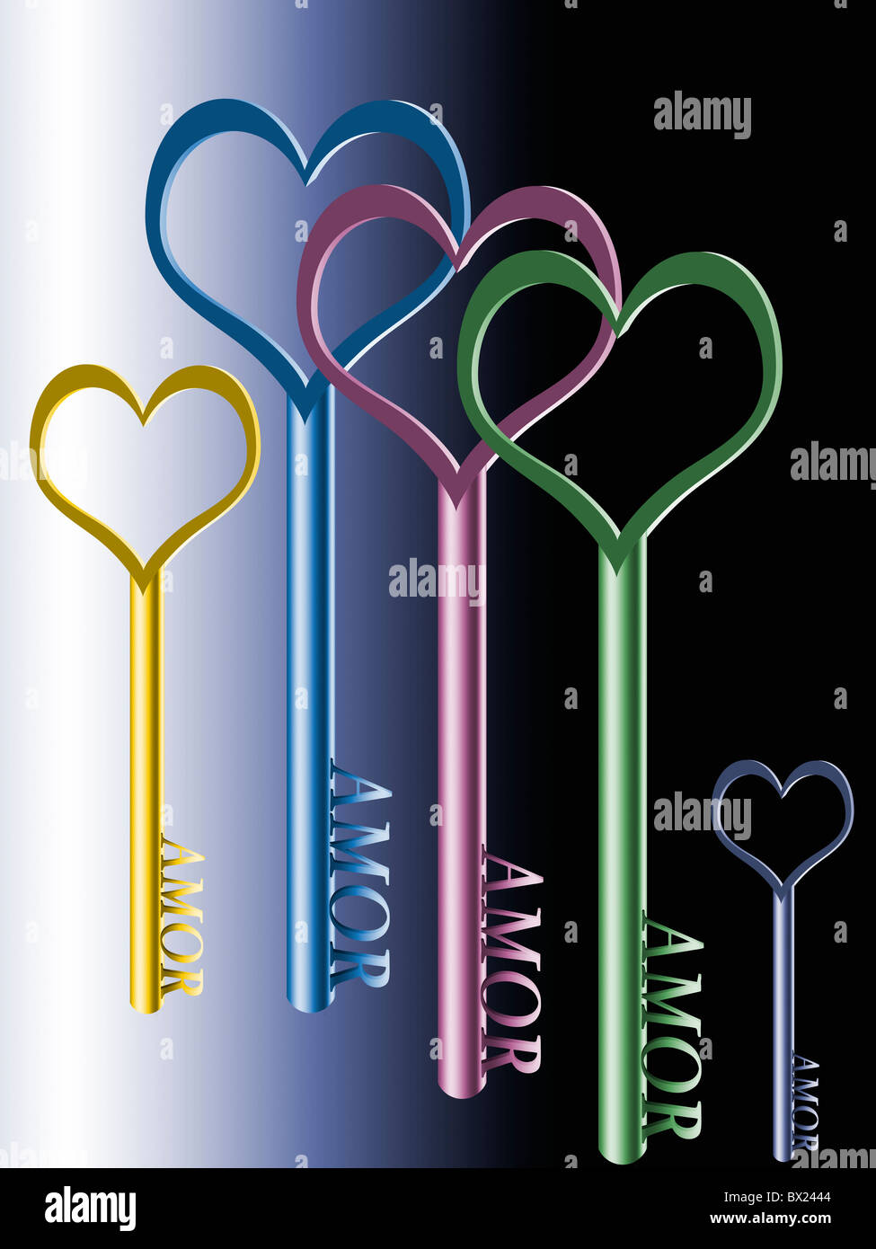 3d illustration of the heart-shaped love key, idea for Saint Valentin ...