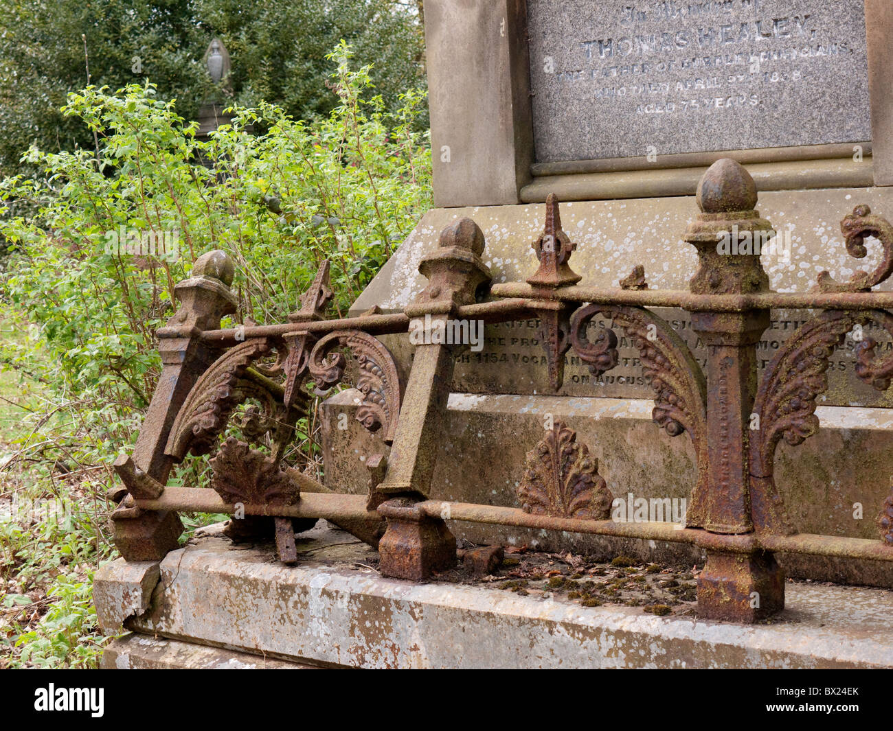 Graves and headstones of former residents in the Victorian cemetery in ...