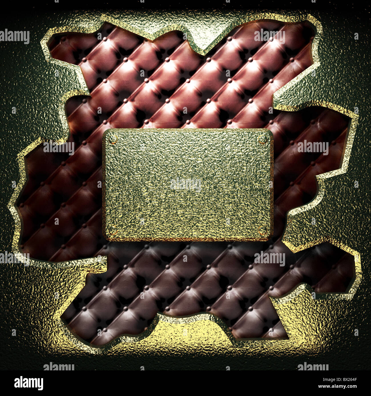 golden plate on leather Stock Photo - Alamy