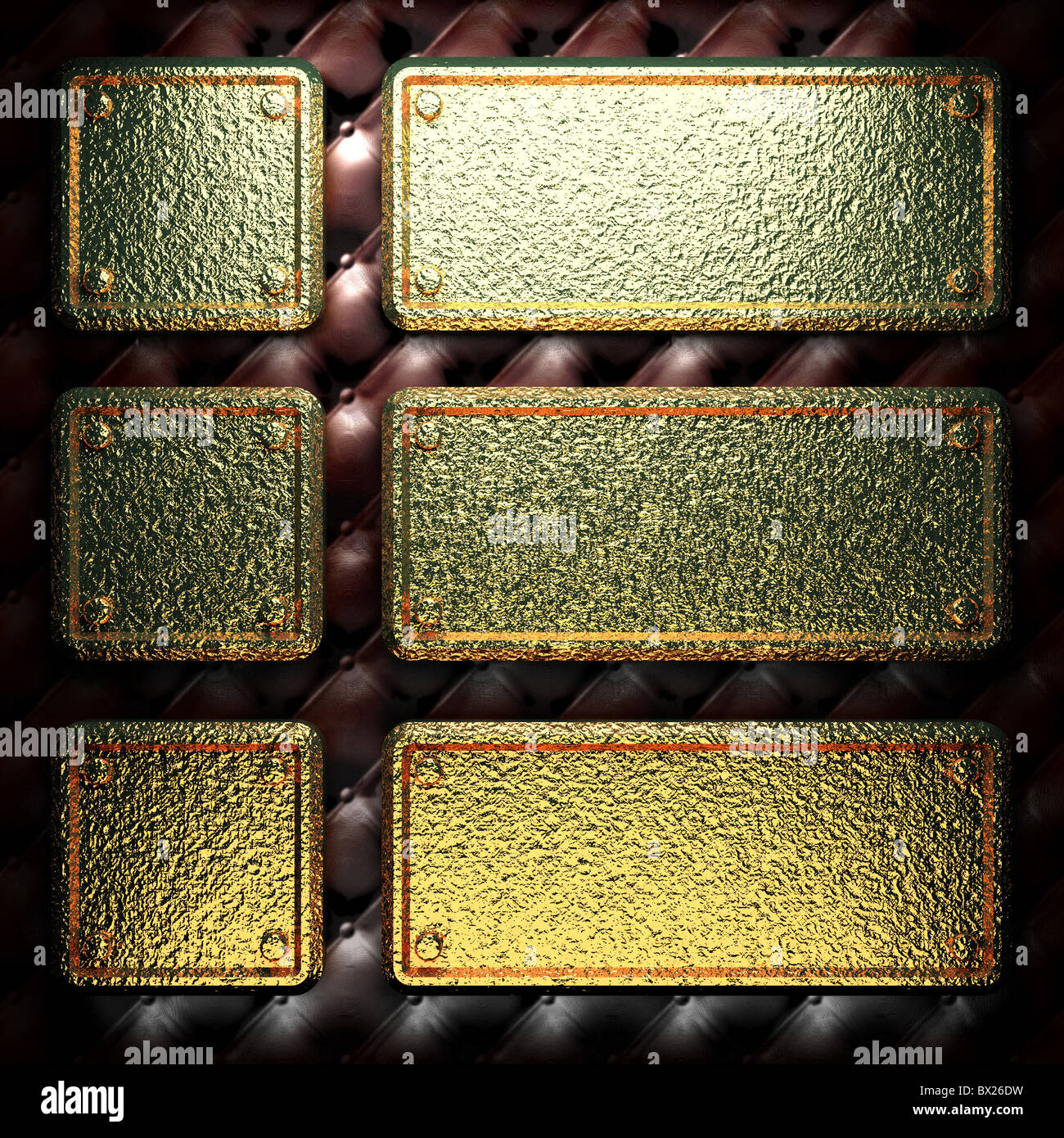 golden plate on leather Stock Photo - Alamy