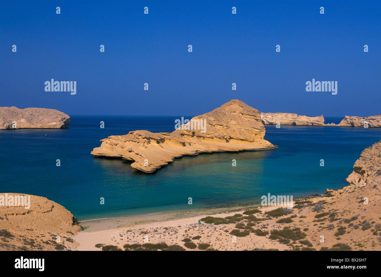 scenery sea rock cliff beach seashore coast near Maskat Muscat Oman ...