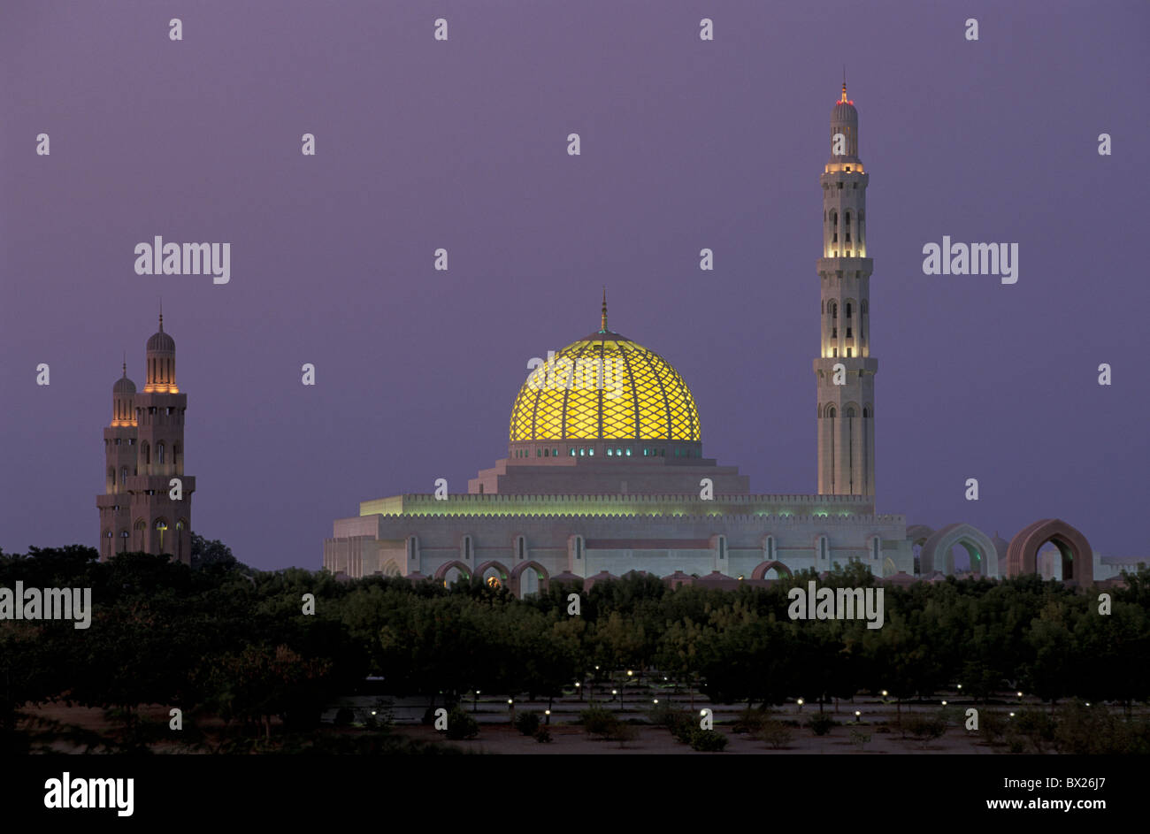 sultan Qaboos mosque Grand mosque Maskat Muscat at night night Oman ...