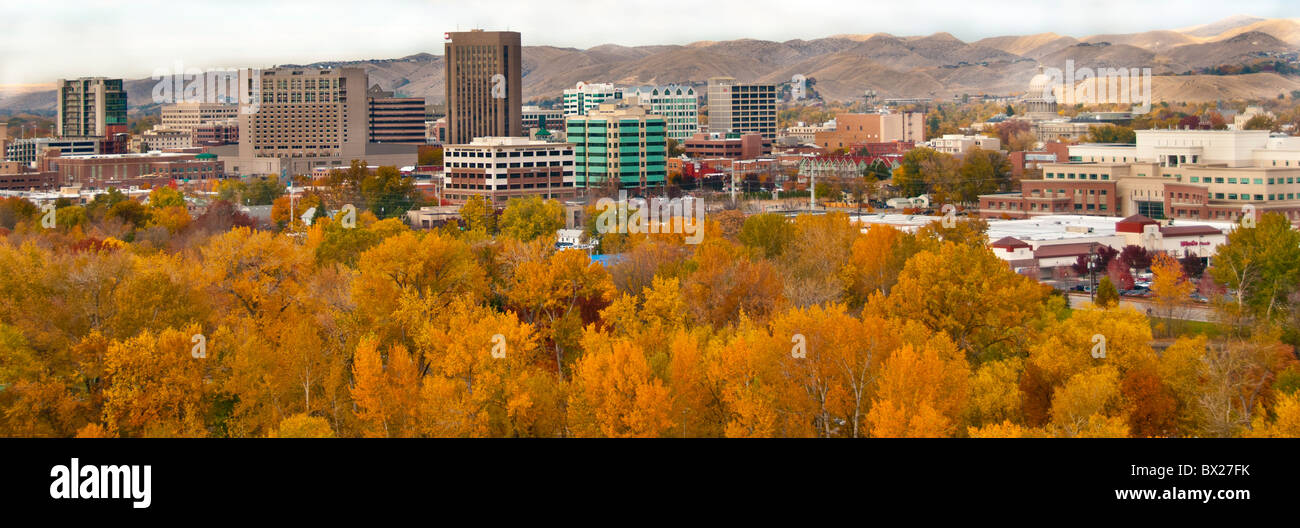 USA, Idaho, Boise, Aerial view of Downtown Boise surounded by fall ... USA, Idaho, Boise, Aerial view of Downtown Boise surounded by fall ...